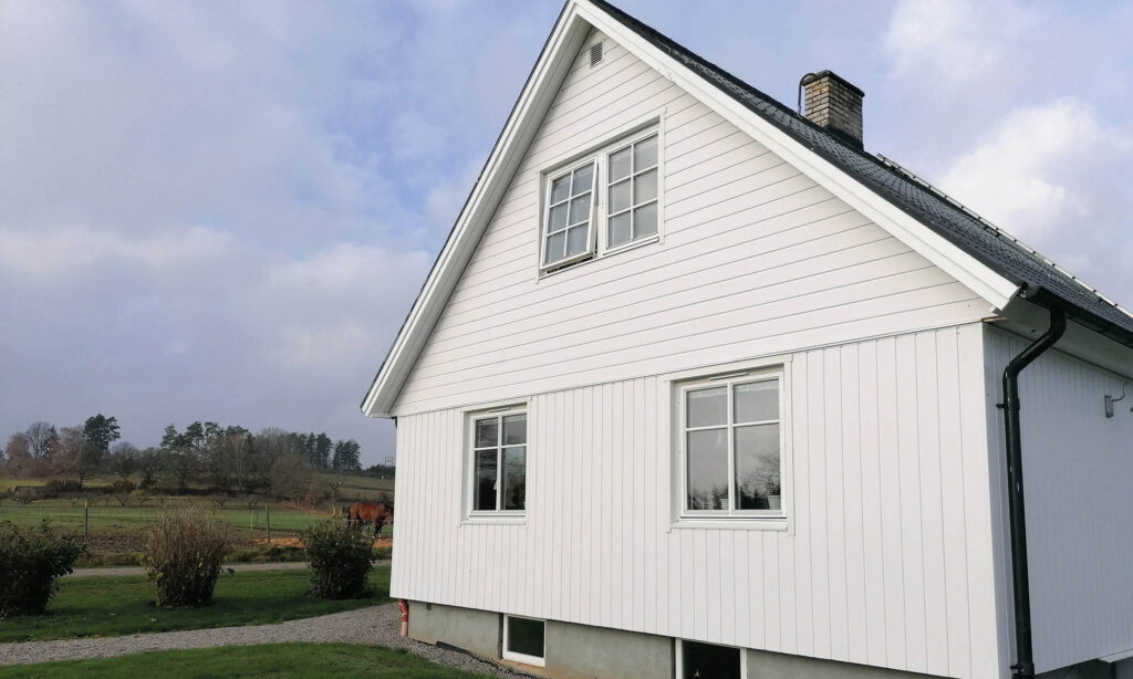 Hus med både liggande och stående panel